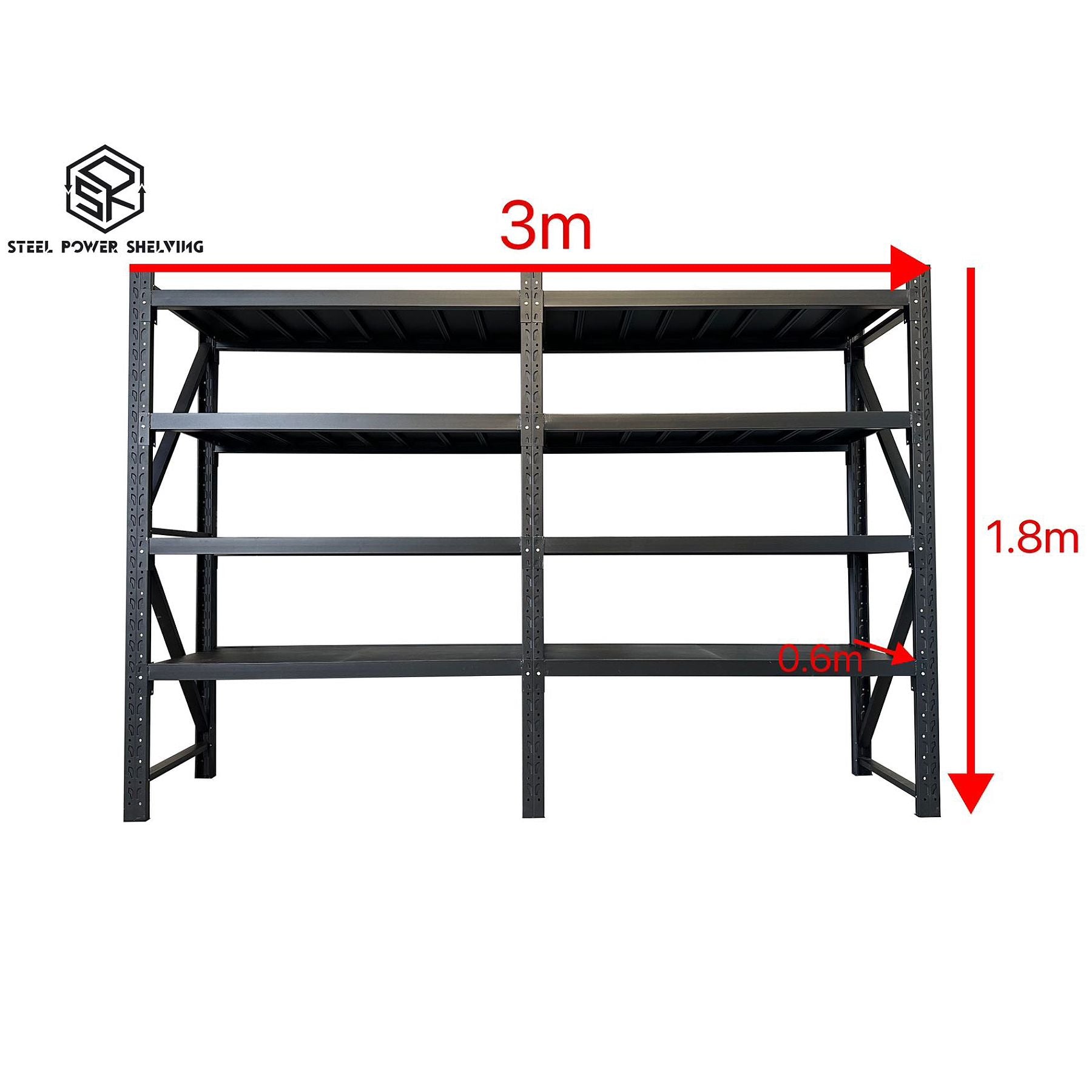3m Long Connecting Shelf – Steel Power Shelving