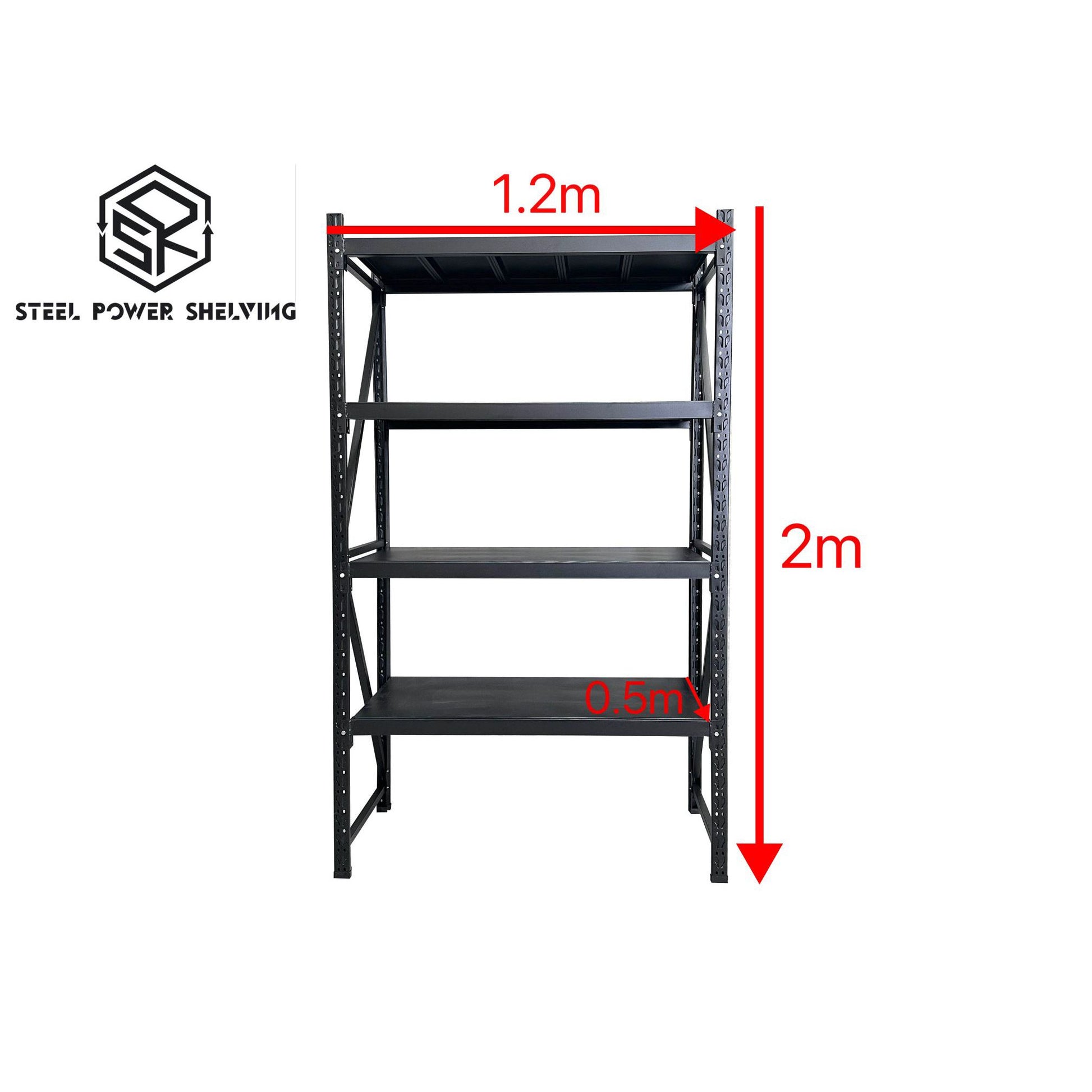 Shelf 2.0m(H)x1.2m(L)x0.5m(D)600kg – Steel Power Shelving