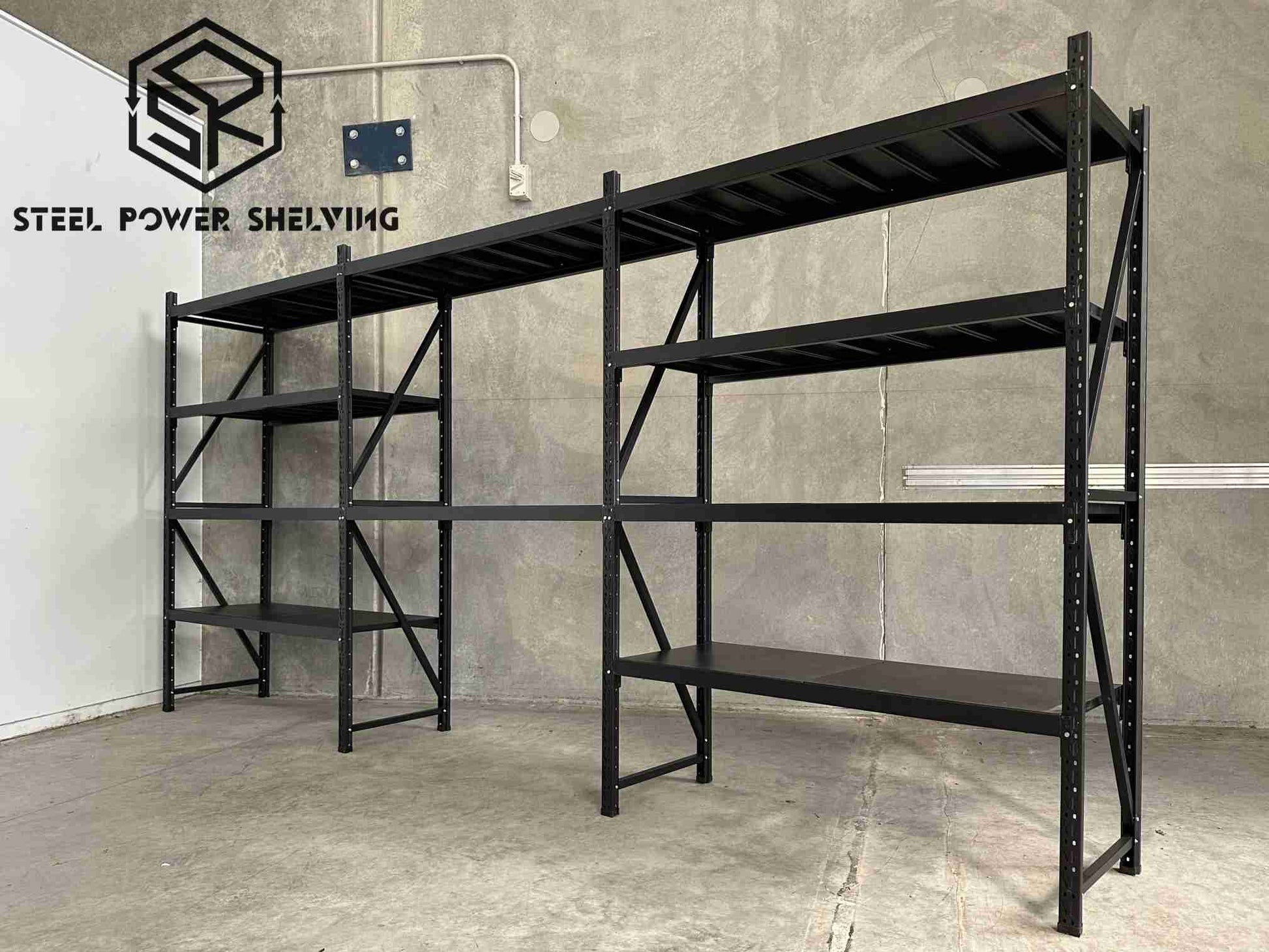 Shelf 1.8m(H)x5.0m(L)x0.5m(D)1500kg Shelving+Workbench – Steel Power Shelving