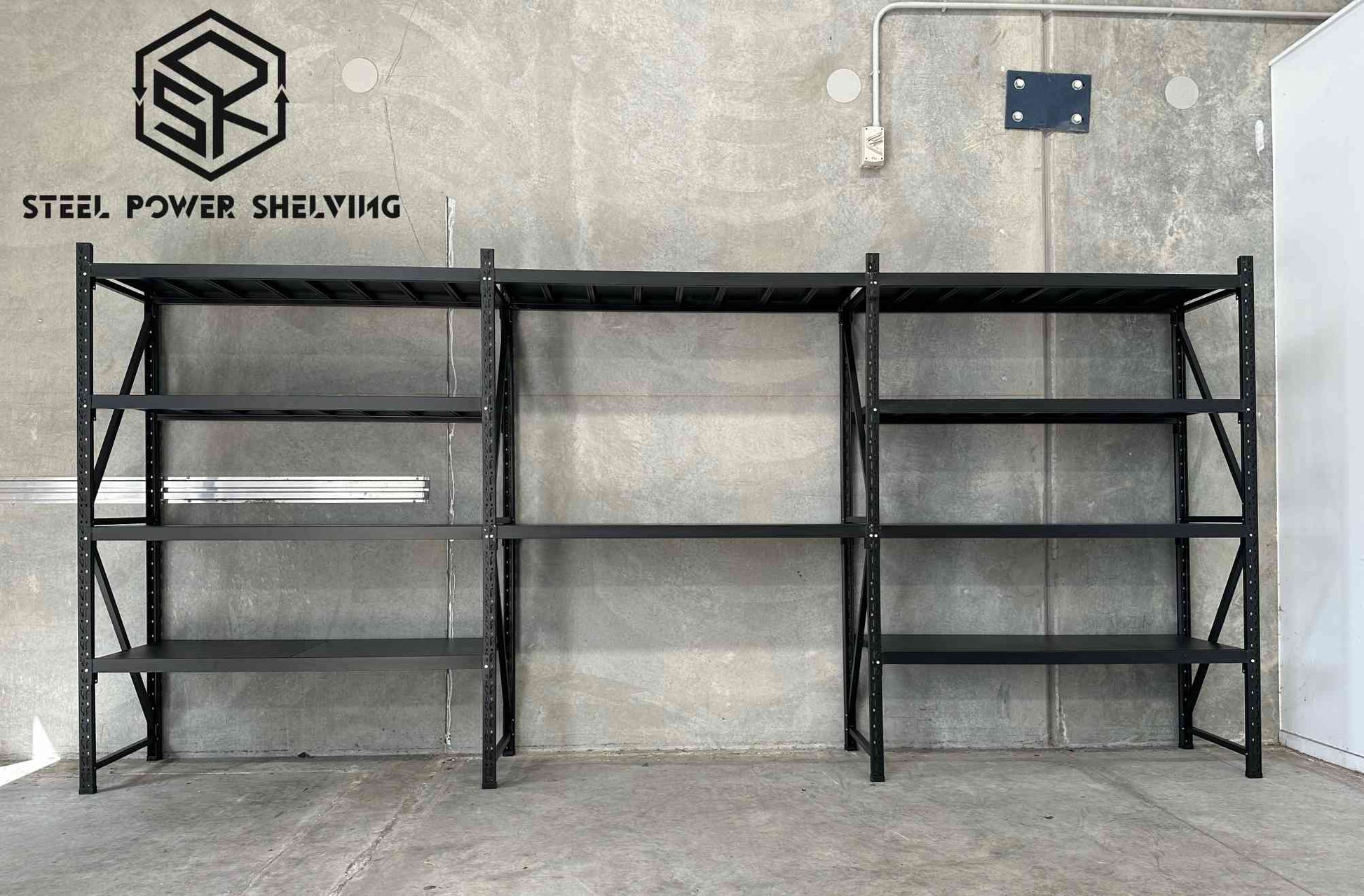 Shelf 1.8m(H)x4.5m(L)x0.5m(D)1500kg Shelving+Workbench – Steel Power ...